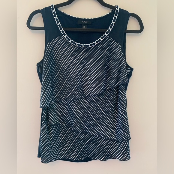 Alfani | Tops | Navy White Tiered Tank | Poshmark